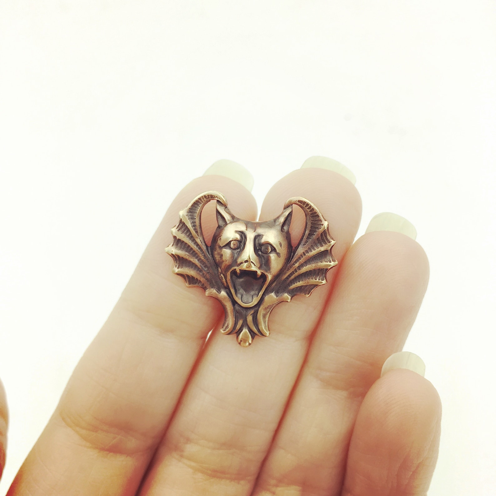 Gothic Bat Face Gargoyle Brooch, Victorian Style Brass Lapel Pin - Etsy