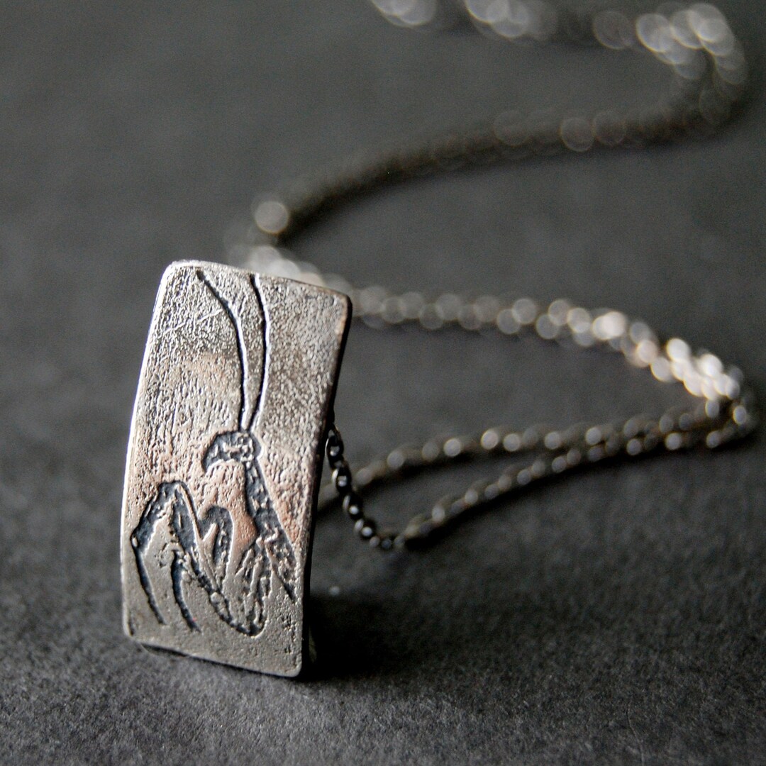 Sterling Silver Praying Mantis Necklace – Handmade Insect Jewelry, Bug ...