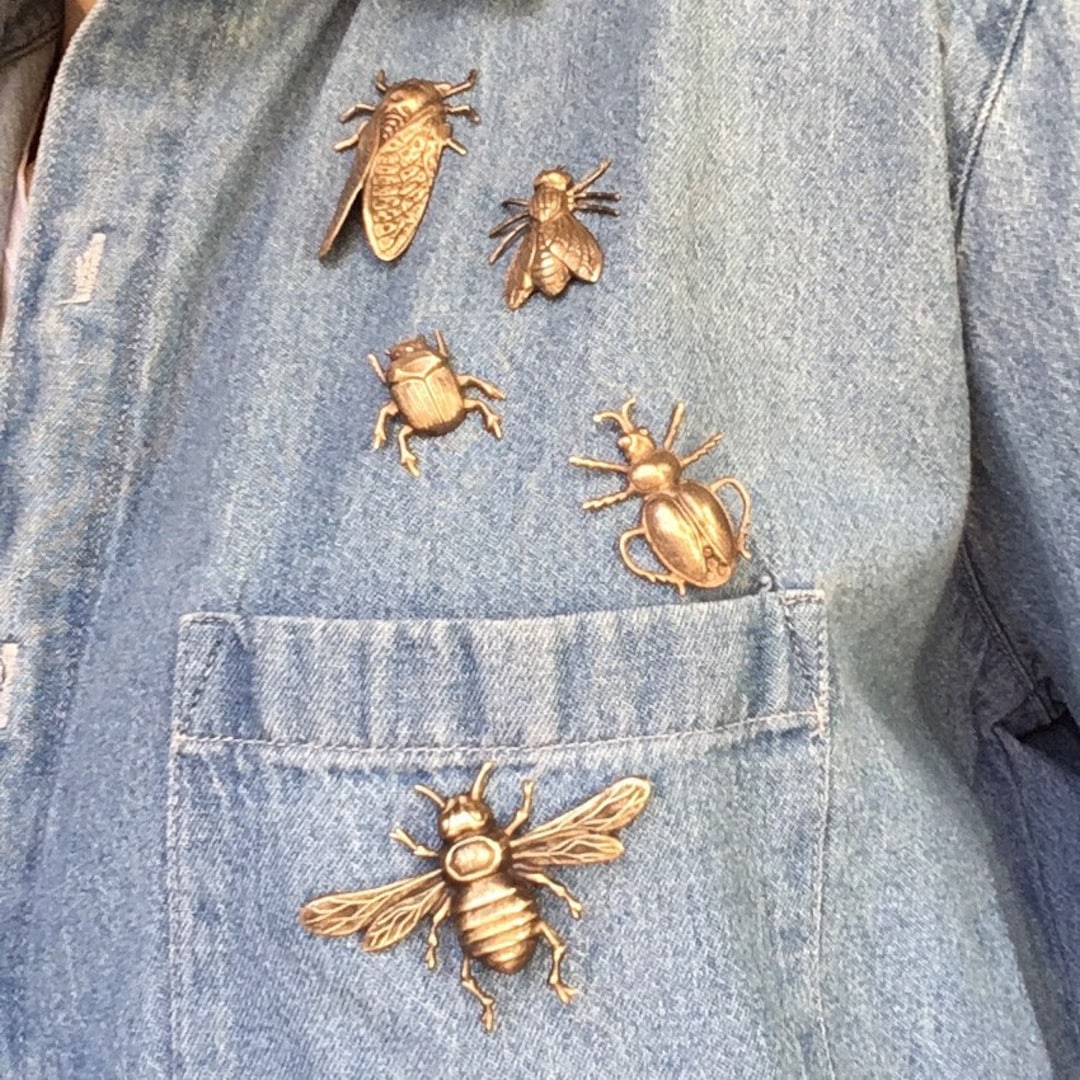 Brass Bee Insect Pin, Brooch, or Lapel Pin, Featuring a Flying Honeybee ...