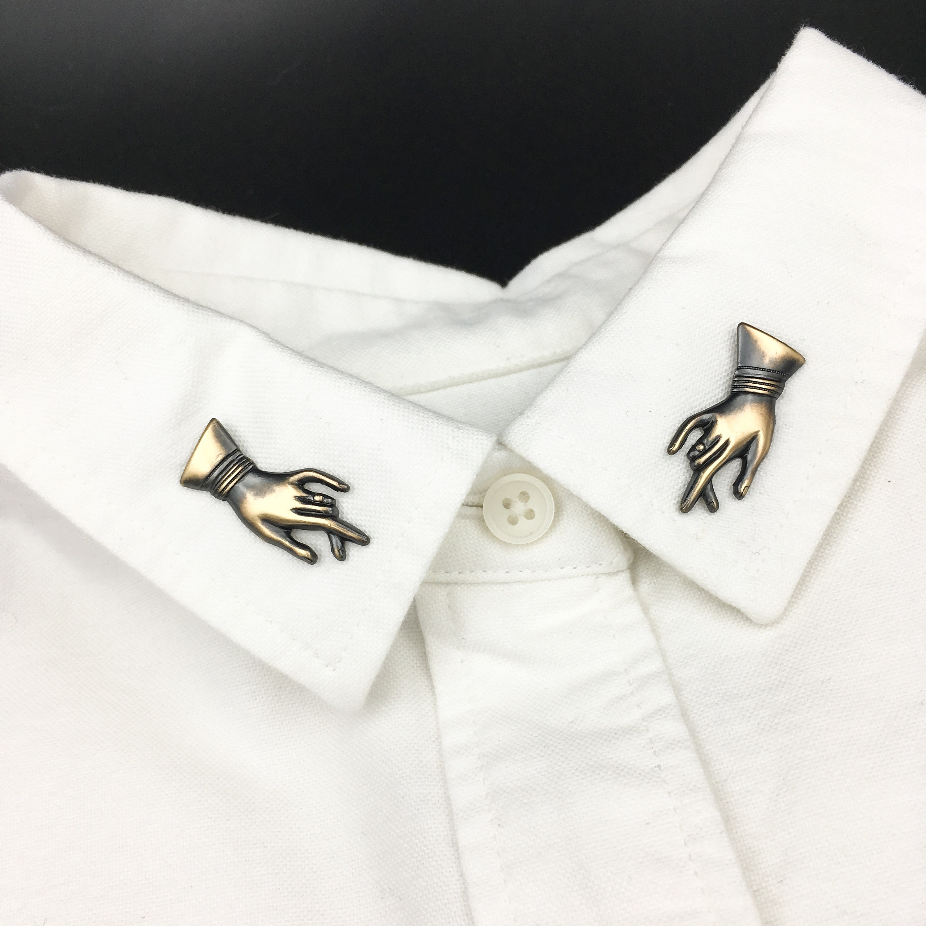 Pair of Victorian Style Handmade Brass Hand Pins Perfect | Etsy