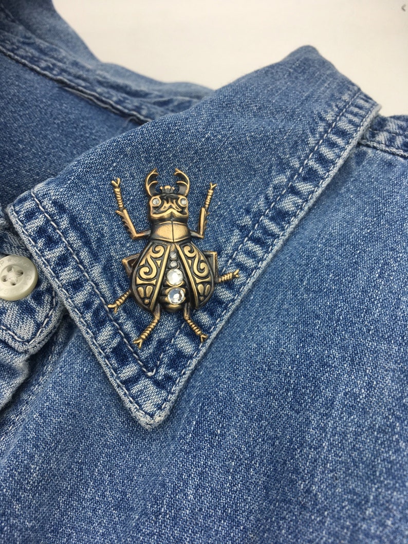 Brass Stag Beetle Pin, Insect Brooch, Bug Lapel Pin - Etsy