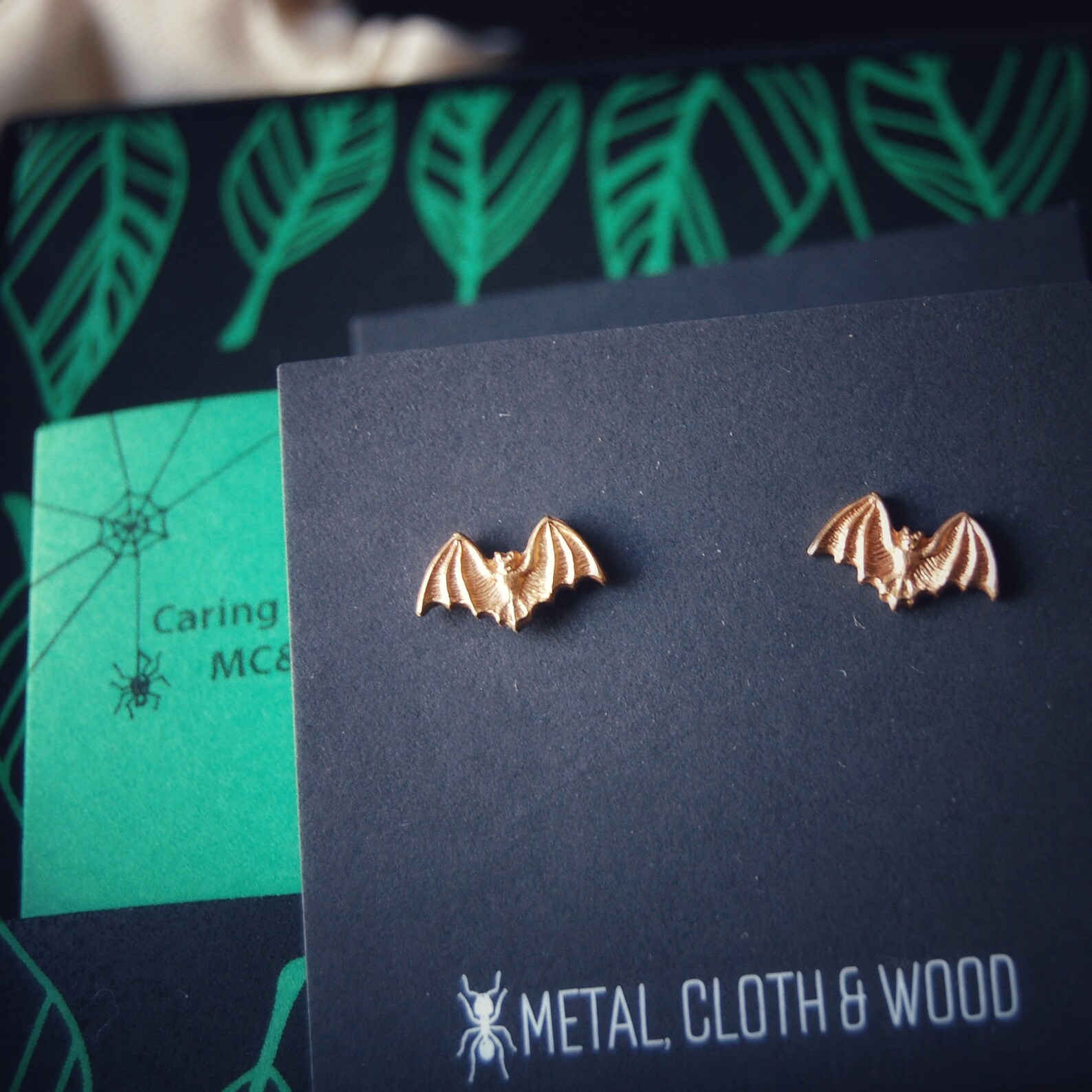 Bat Stud Earrings With Brass Bats and Gold Filled Posts and - Etsy