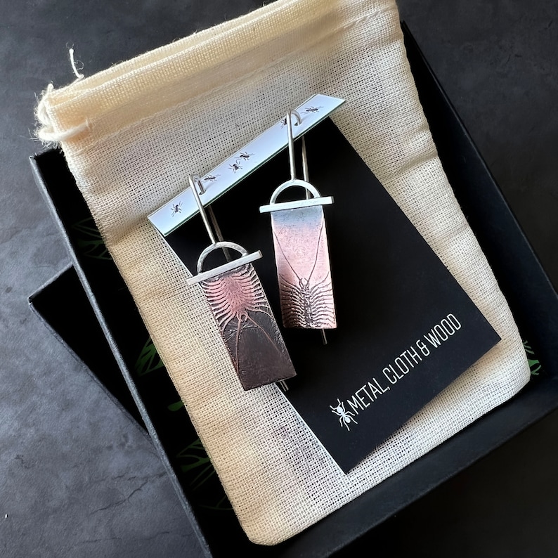 Handmade Insect Jewelry House Centipede Earrings in Copper & - Etsy