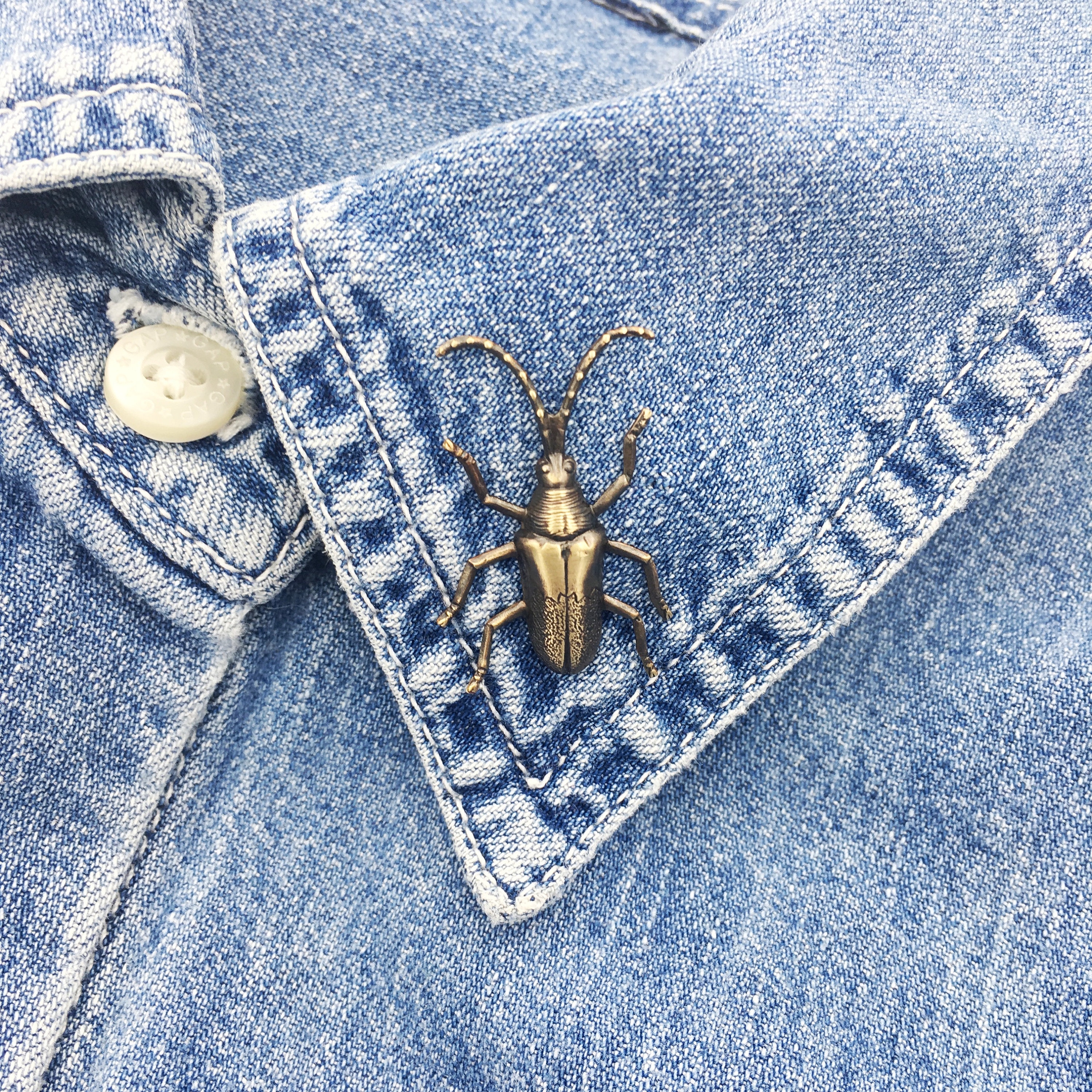 Brass Long Horned Beetle Pin, Insect Brooch, Bug Pin, Lapel Pin, Insect ...