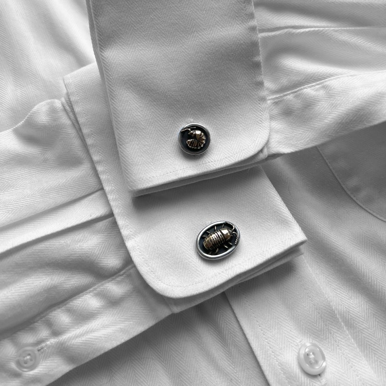 Pair of Mismatched Sterling Silver Cufflinks With Brass Isopods ...