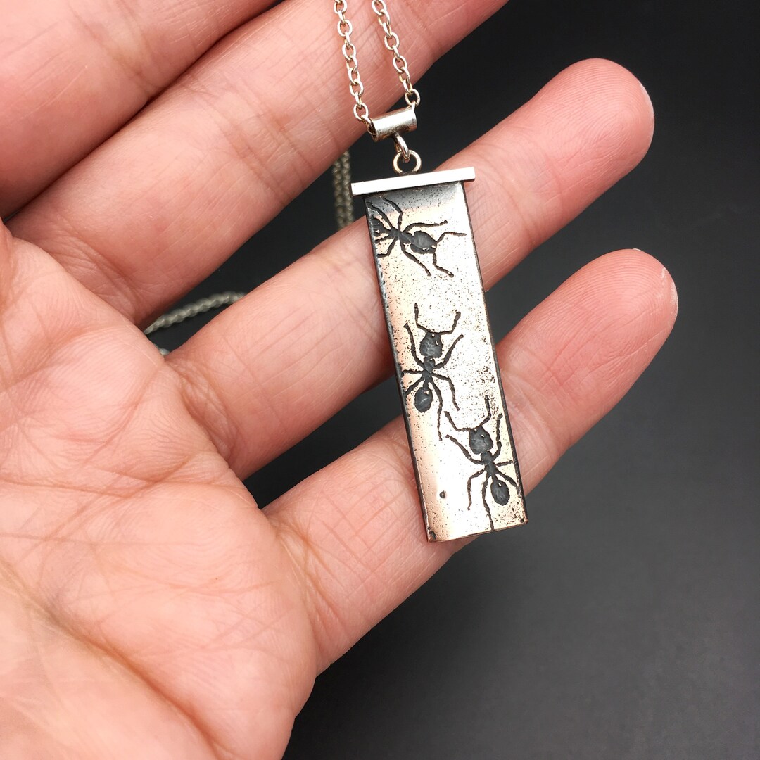 Handmade Sterling Silver & Copper Ant Necklace – Unique Custom Bug ...
