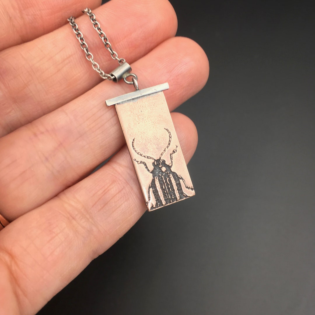 Custom Beetle Necklace – Handmade Sterling Silver & Copper Bug Jewelry ...