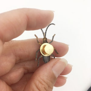 Brass Long Horned Beetle Pin, Insect Brooch, Bug Pin, Lapel Pin, Insect ...