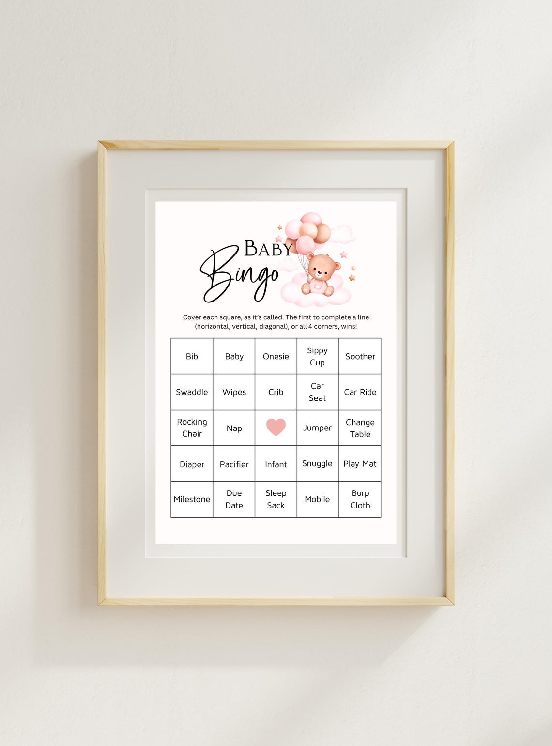 Pink Teddy Bear Baby Shower Bingo - 50 Printable Cards (digital ...
