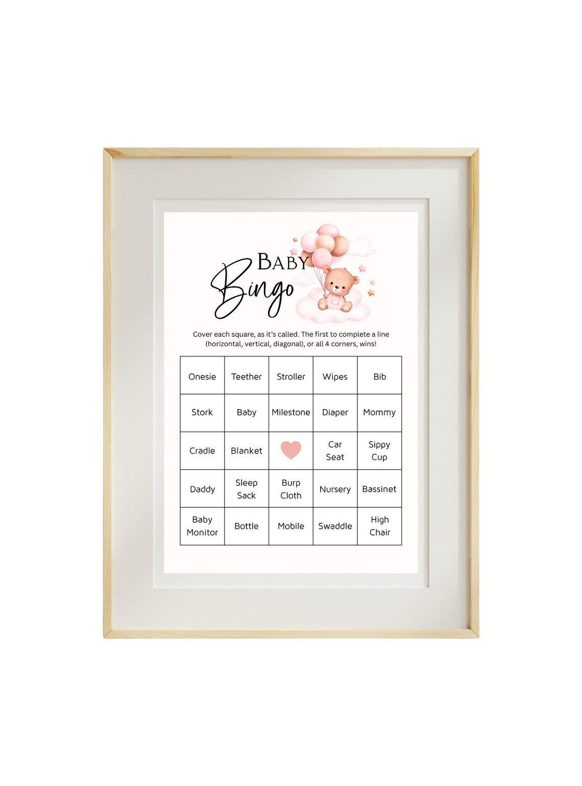 Pink Teddy Bear Baby Shower Bingo - 50 Printable Cards (digital ...