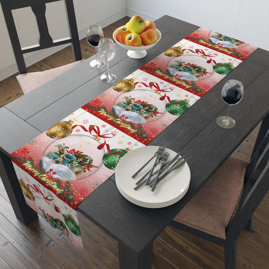 Farmhouse Christmas Table Runner, Holiday Dining Decor, Rustic Xmas ...