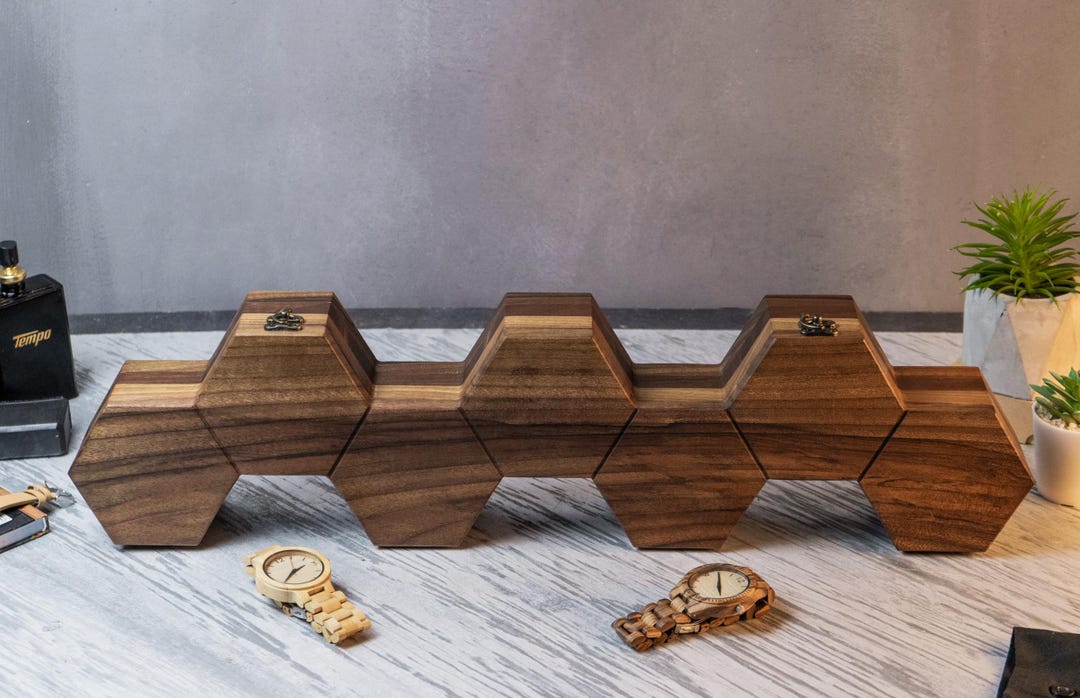 Personalized Honeycomb Watch Organizer,custom Wood Watch Holder for ...