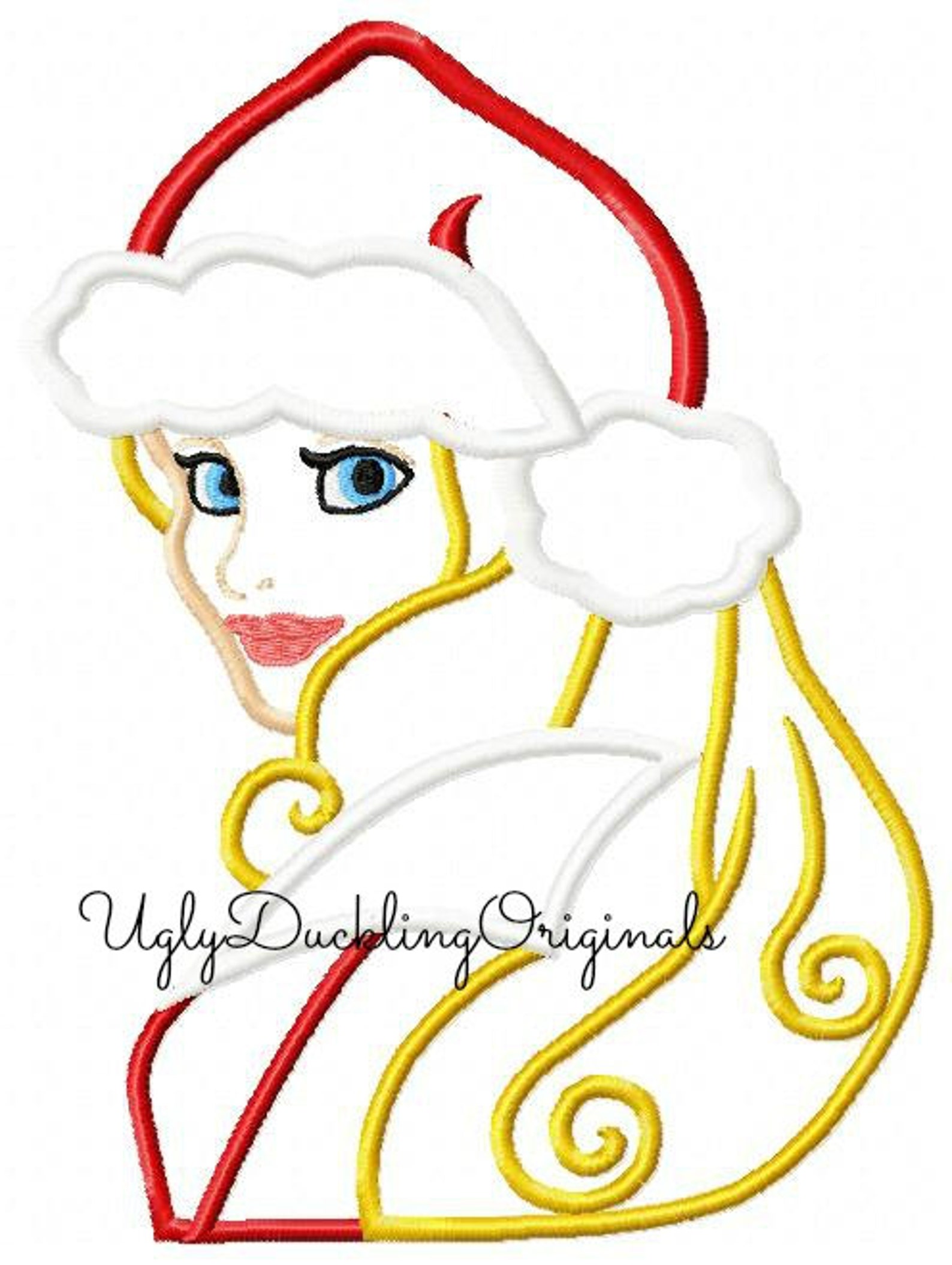 Aurora Princess Santa Hat Christmas Original Artwork by Udoappliques ...