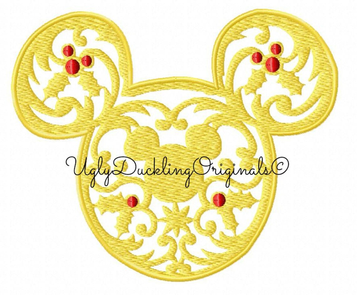 Christmas Mickey Swirl Head Applique Original Artwork by - Etsy