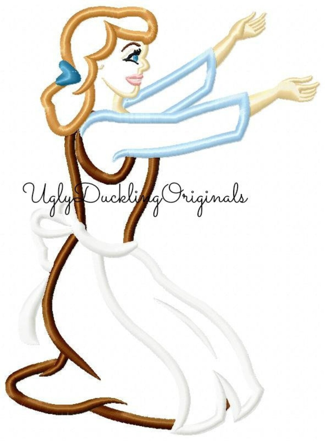 Cinderella Applique Design Princess Kneeling Machine Embroidery Digital ...
