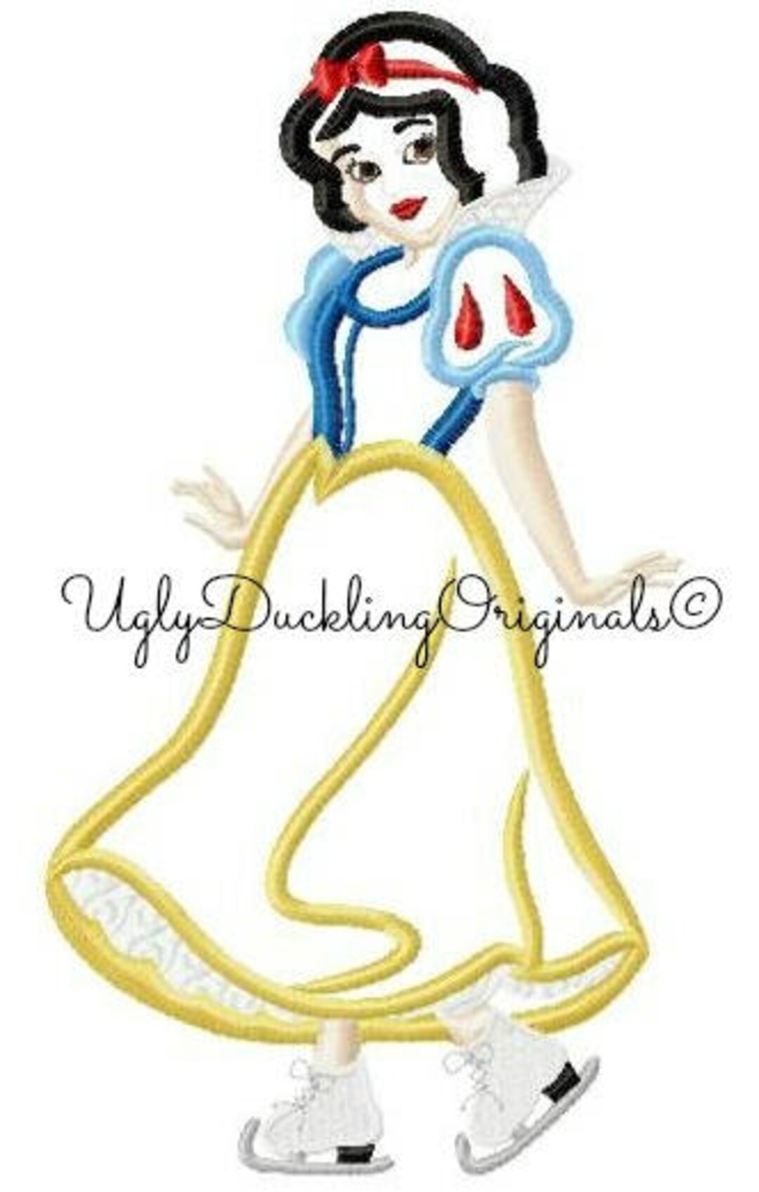 Ice Skating Snow White Applique Design Original Artwork by Udoappliques ...