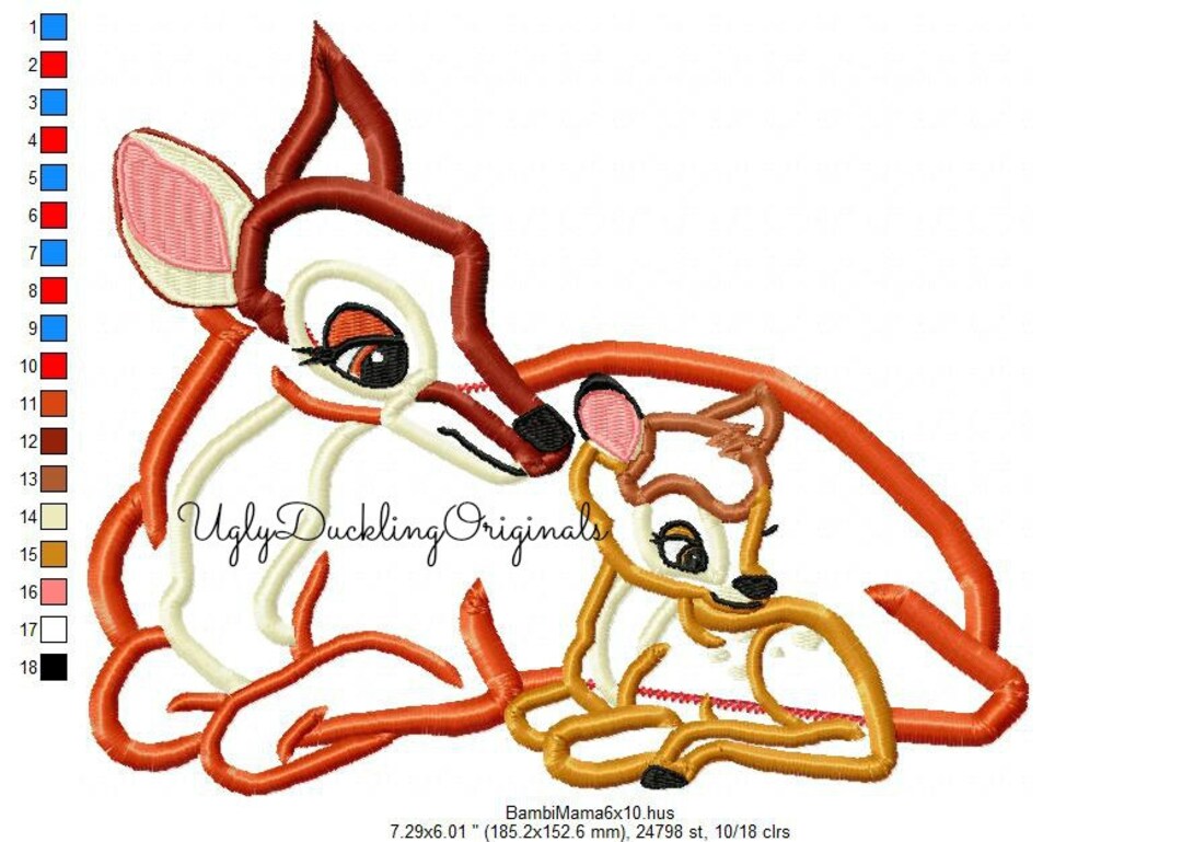 Bambi Mama Machine Embroidery Applique Design Digital Download - Etsy