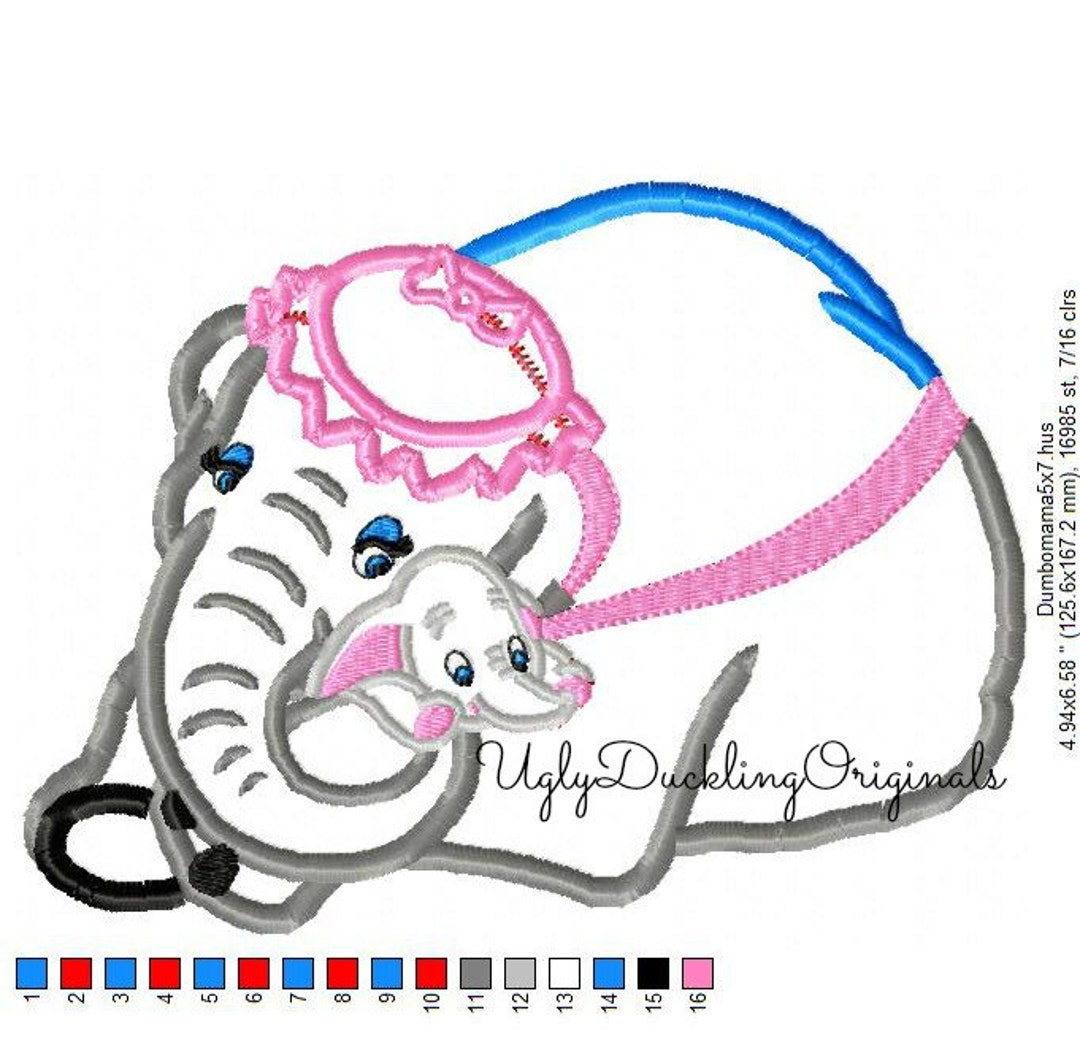 Dumbo Mama Machine Embroidery Applique Design Digital Download - Etsy