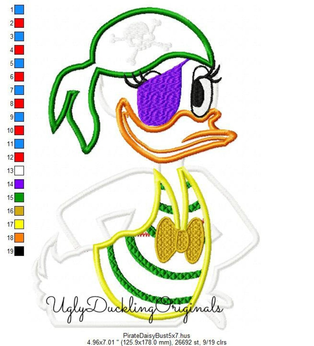 Pirate Daisy Duck Machine Embroidery Applique Design Digital Download ...