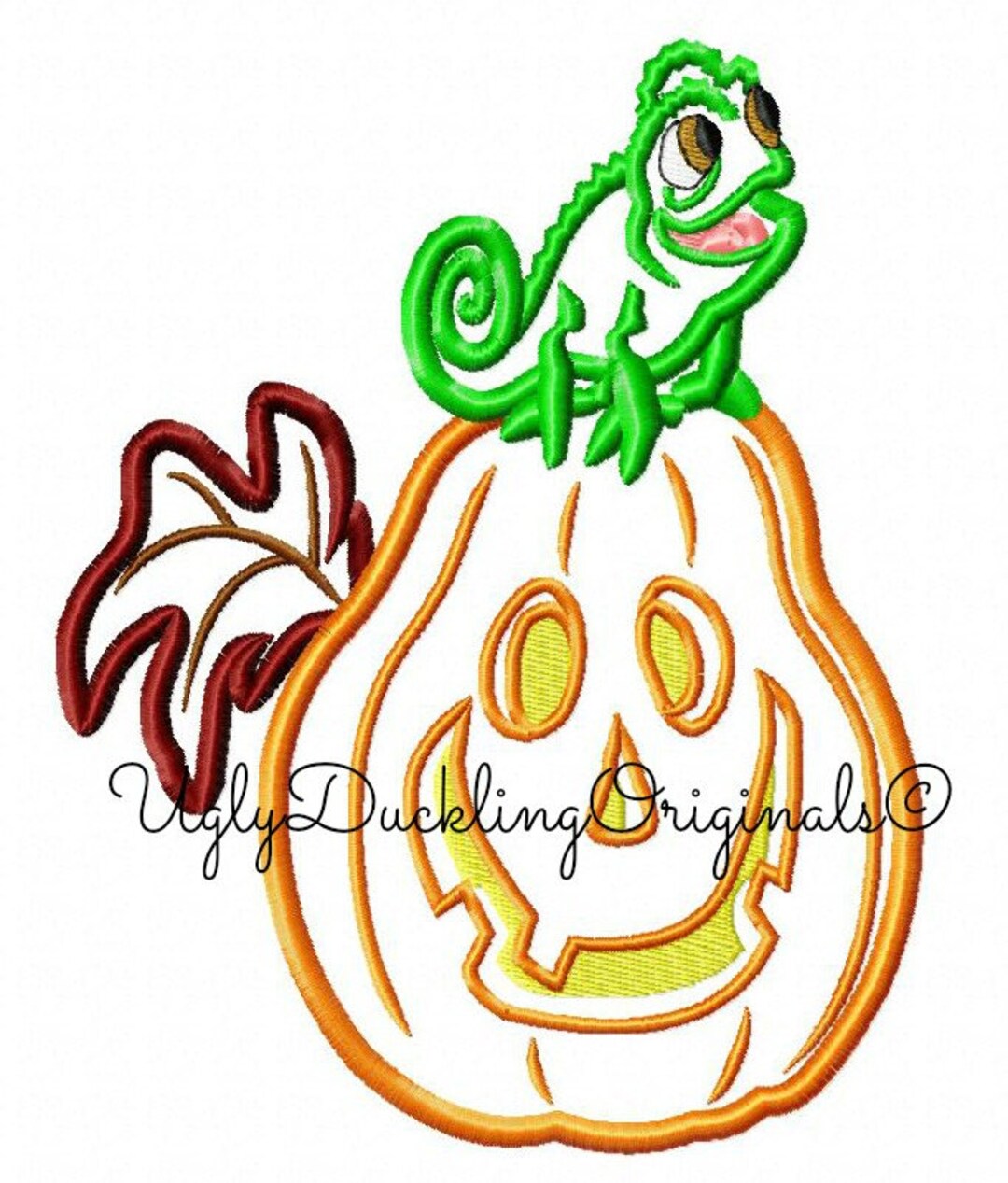 Rapunzel Pascal Halloween Pumpkin Applique Design Original Artwork by ...