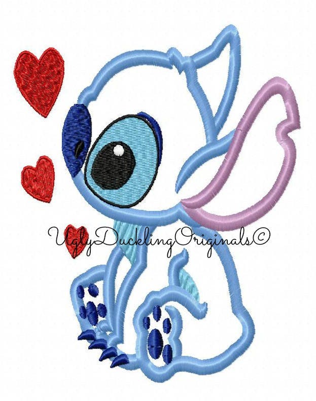Lilo Stitch Hearts Valentine Applique Design Obra de arte - Etsy España