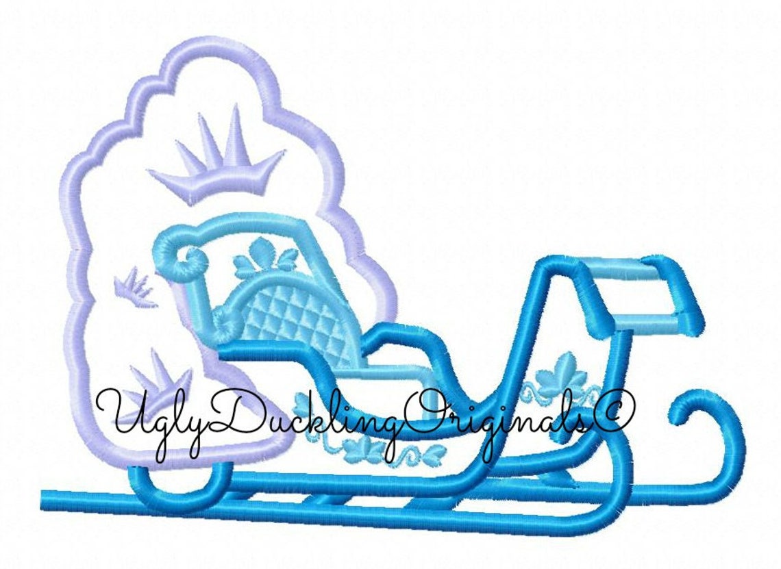 Frozen Sleigh Applique Design Anna Elsa Original Artwork by - Etsy