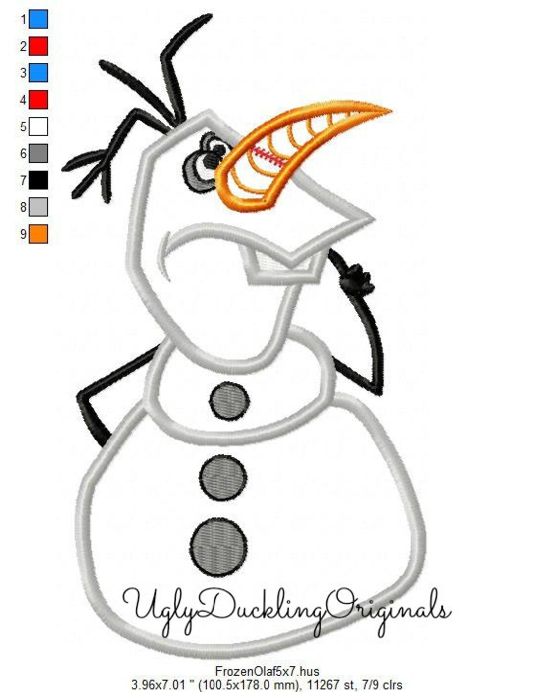 Frozen Olaf Snowman Machine Embroidery Applique Design Digital Download ...