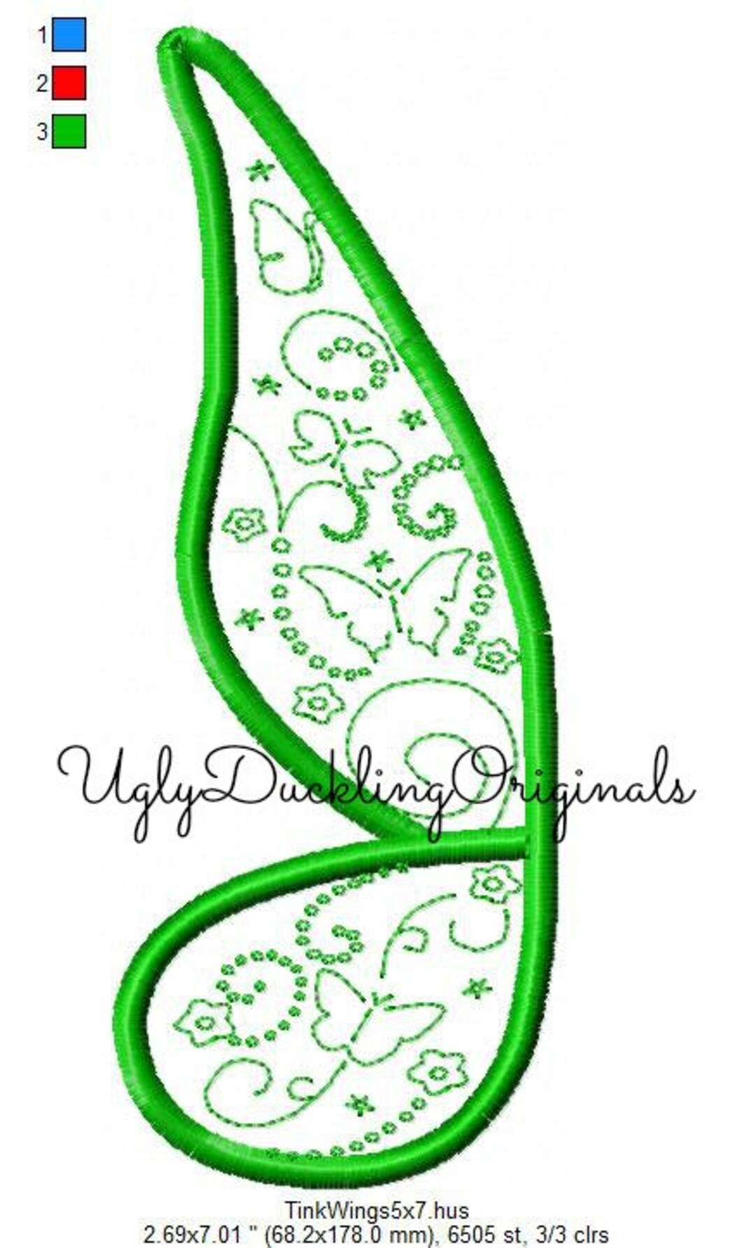 Tinkerbell Fairy Wing Machine Embroidery Applique Design Digital ...