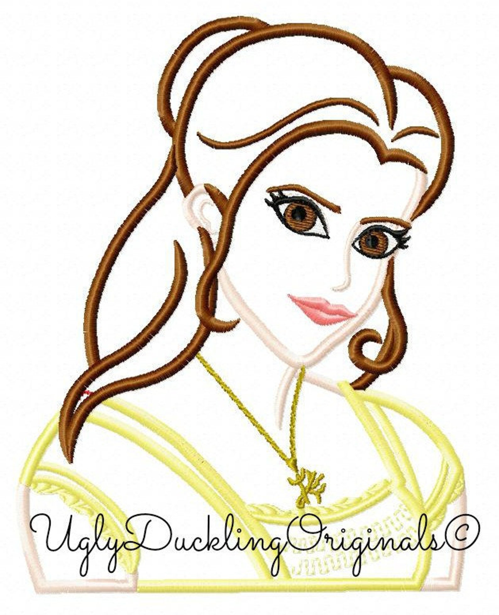 Belle Applique Design Beauty and Beast Original Drawing by | Etsy