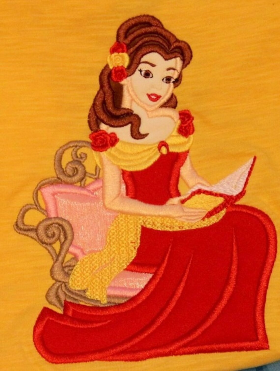 Belle Princess Reading Beauty Applique Design Embroidery - Etsy