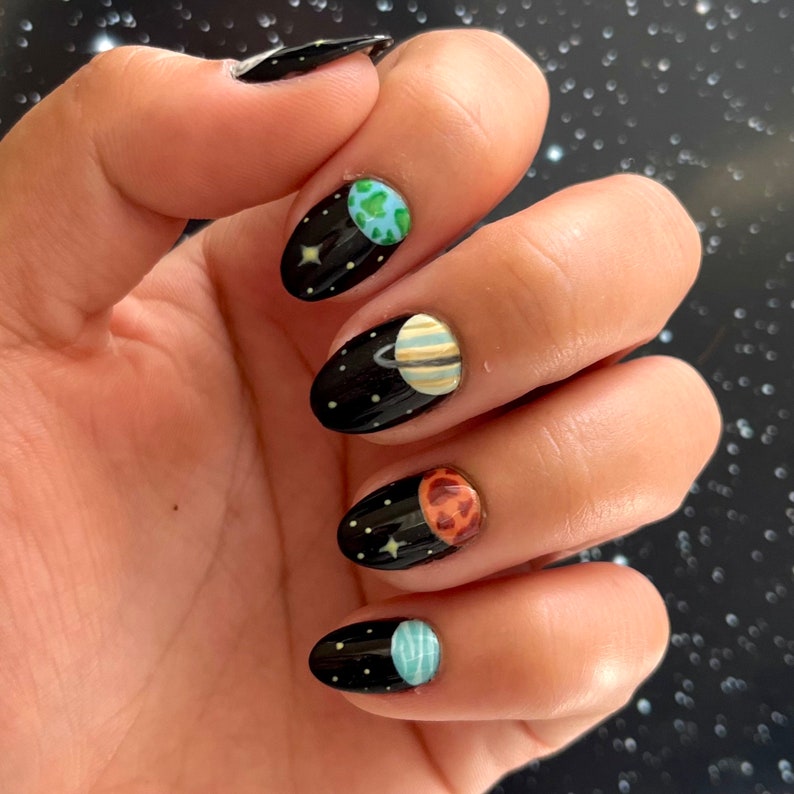 Planet Space Galaxy Press- on Nails - Etsy