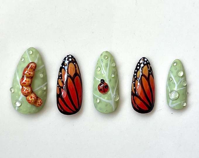 FAYE | Fairycore Aesthetic Press on Nails | Jade Aurora Nails | Lily ...