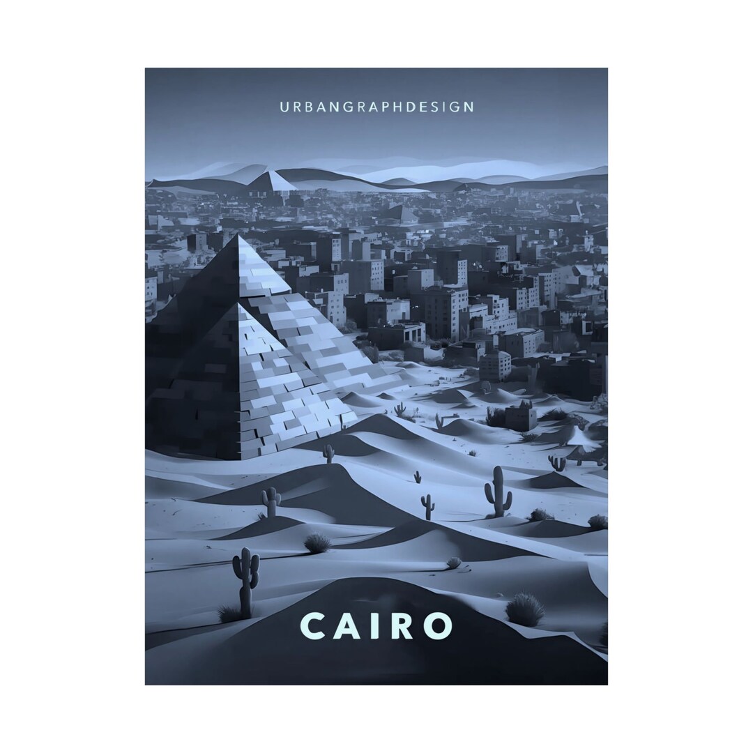 Cairo Travel Poster at Night Matte Vertical Poster Serene and Elegant ...