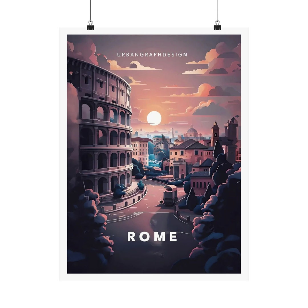 Vertical Rome Poster, Rome Modern Art Print, Vibrant Colourful Museum ...