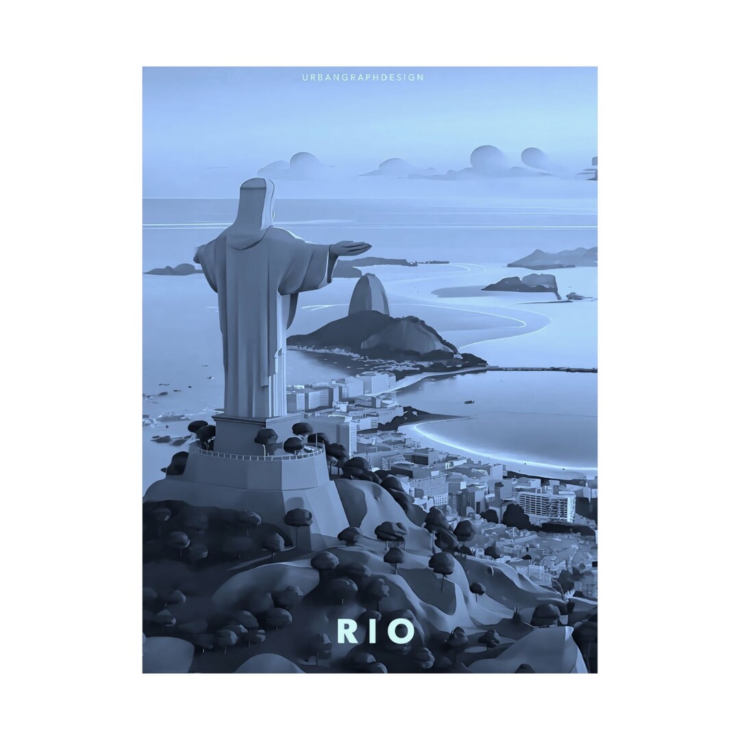 Rio at Night Matte Vertical Poster, Minimalistic Serene Elegant Wall ...