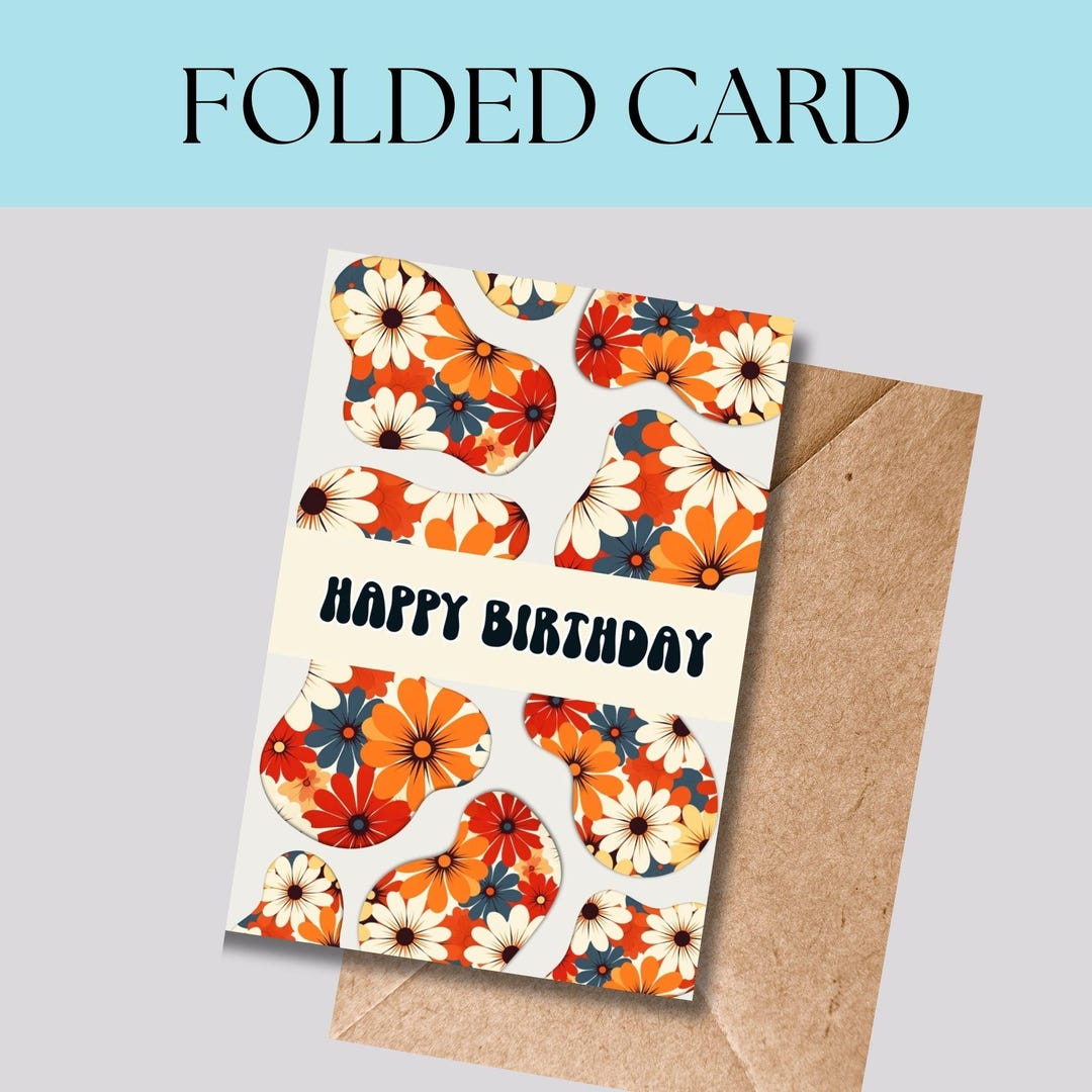 Retro Greeting Card, Printable, Unique, Digital Instant Download ...