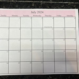 July 2024 Spreadsheet/pdf/printable Calendar - Etsy