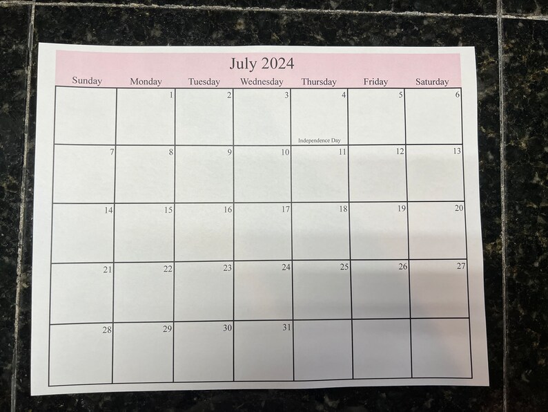 July 2024 Spreadsheet/pdf/printable Calendar - Etsy