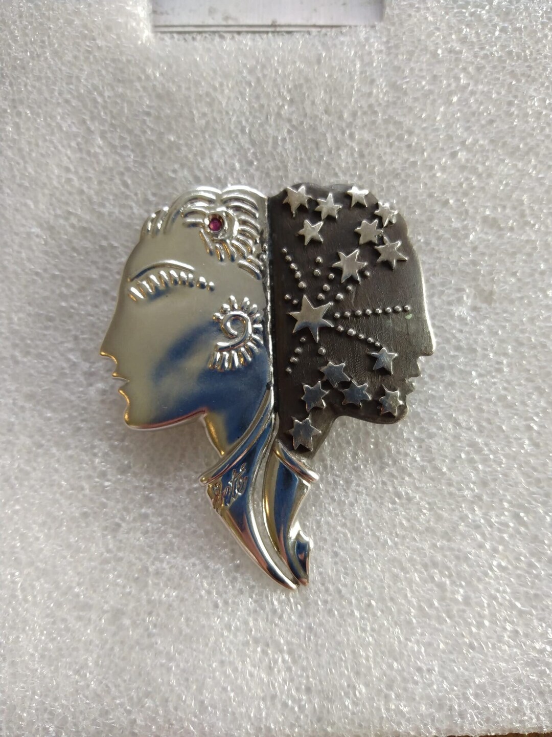 1990 Erte CFA Art Deco Day and Night Sterling Silver Limited Edition ...