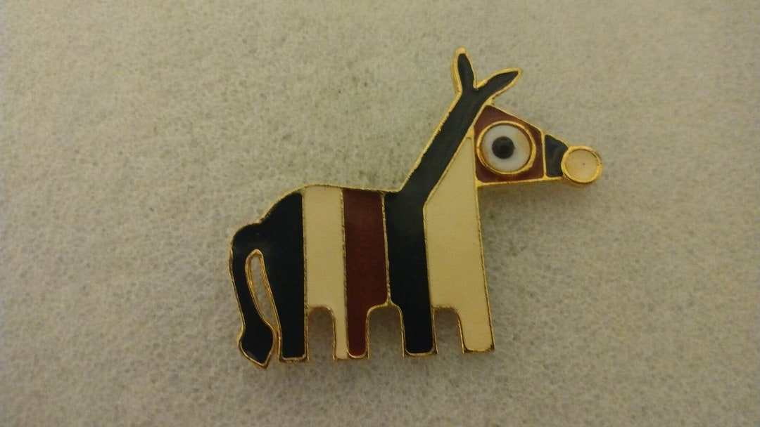 1990s Whimsical Enamel Striped Donkey Brooch - Etsy