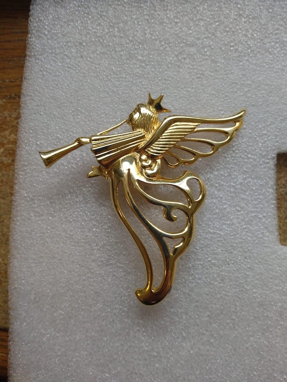 Givenchy 1980s-era gold tone angel brooch - Gem
