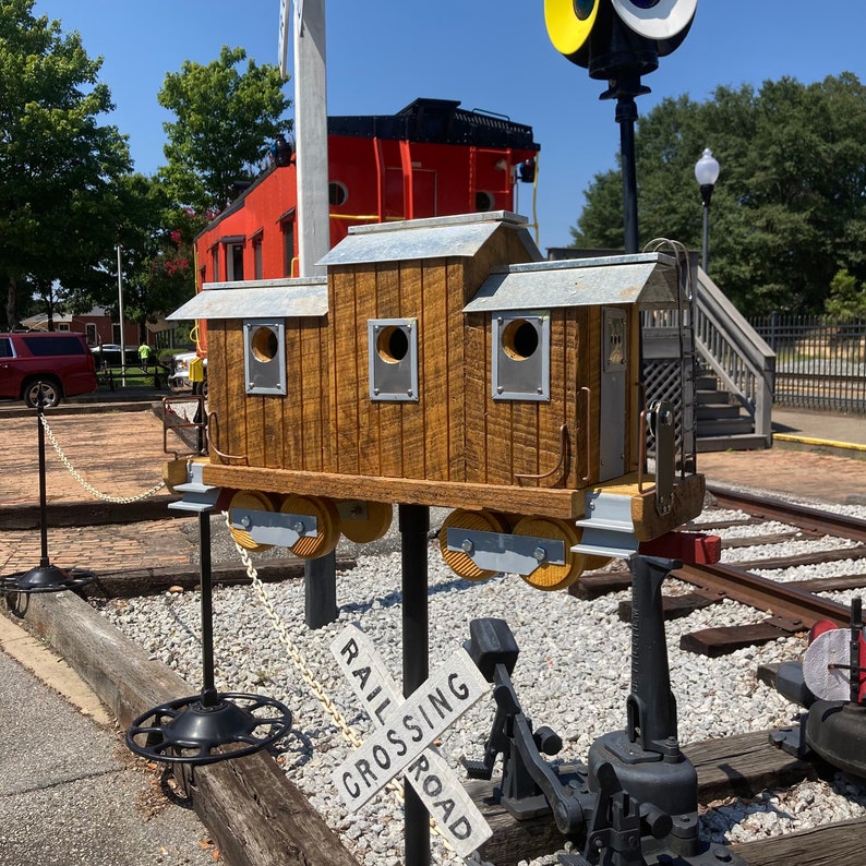 Caboose Birdhouse Yard Art Barn Siding Galvanized Roof Railroad ...
