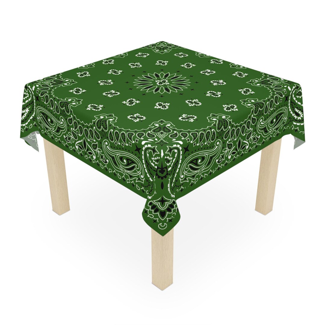 Green Bandana Game Night Tablecloth, Size 55 X 55, Mahjong, Bunko, Keno ...