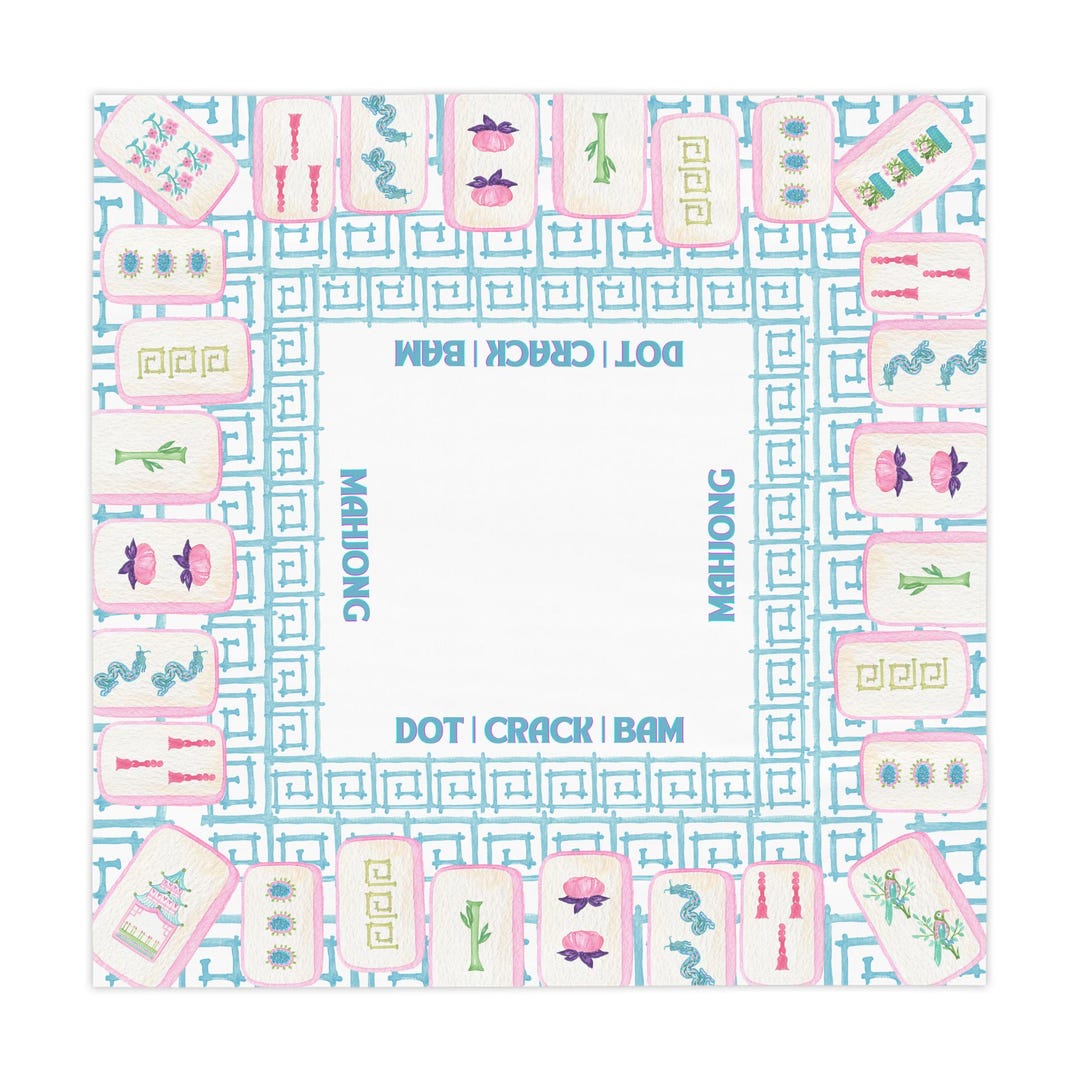 Mahjong Game Night Tablecloth, Hostess Gift, 55x55, Tiles Table Cover ...