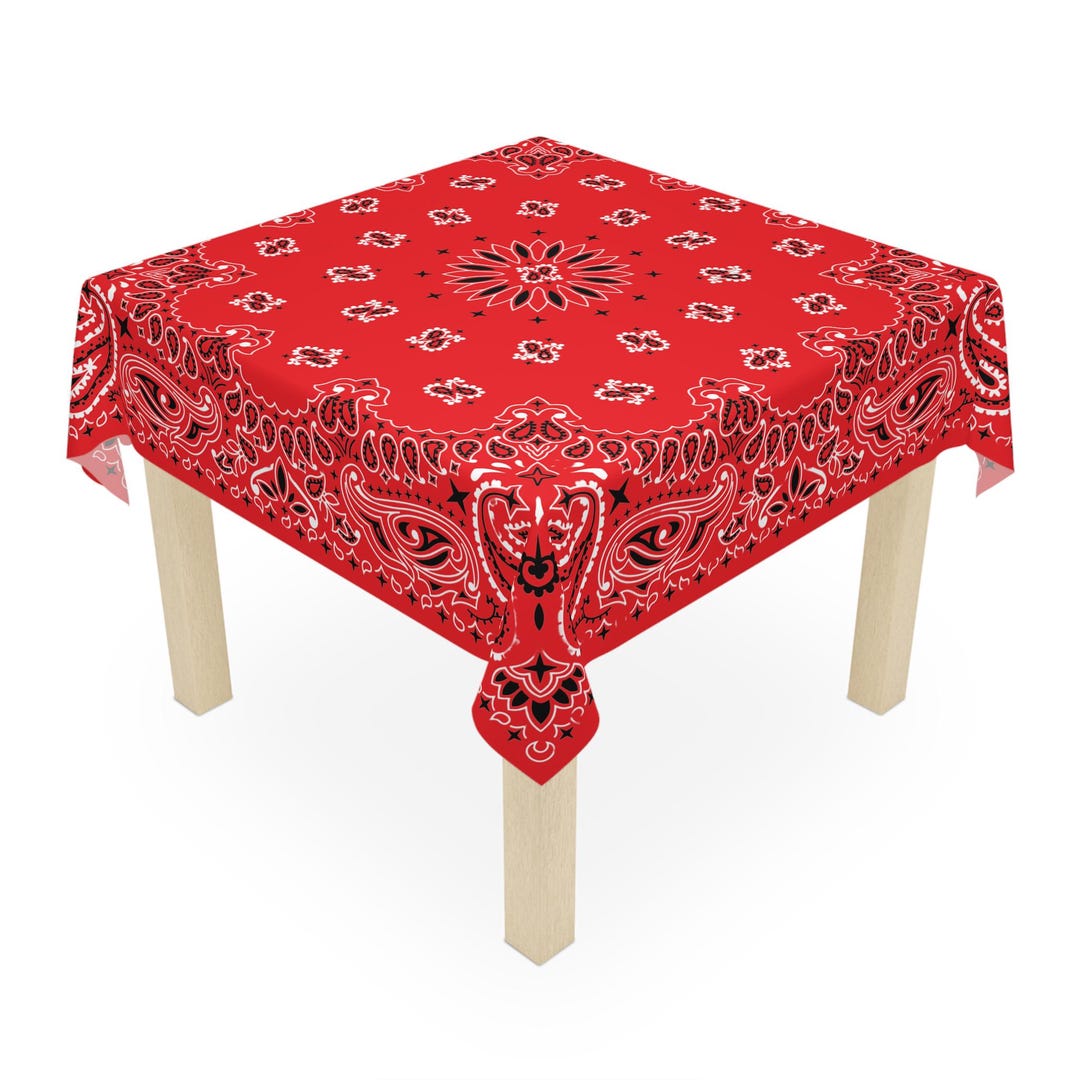 Red Bandana Game Night Tablecloth, Size 55 X 55, Mahjong, Bunko, Keno ...