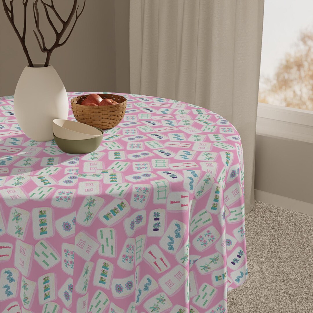 Mahjong Game Night Tablecloth, Hostess Gift, 55x55, and Tiles Table ...