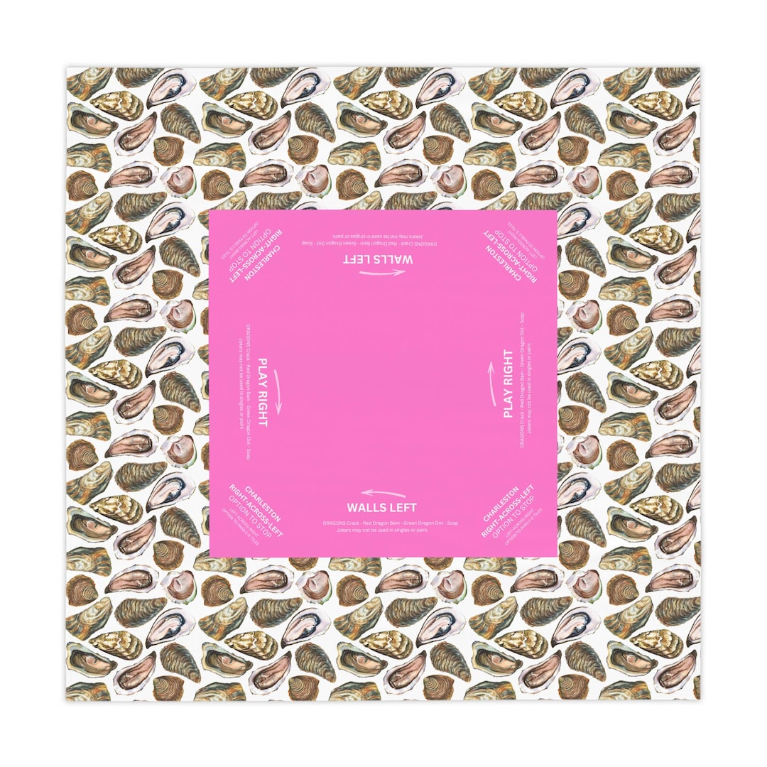 Oysters Mahjong Tablecloth, Game Night Hostess Gift 55x55, Pink Sea ...