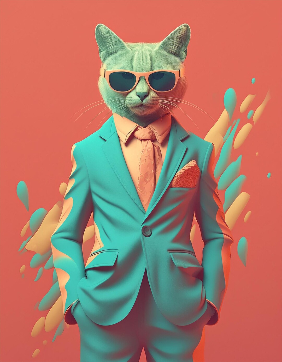 Digital Download Dressed Man With Cat Head - Etsy