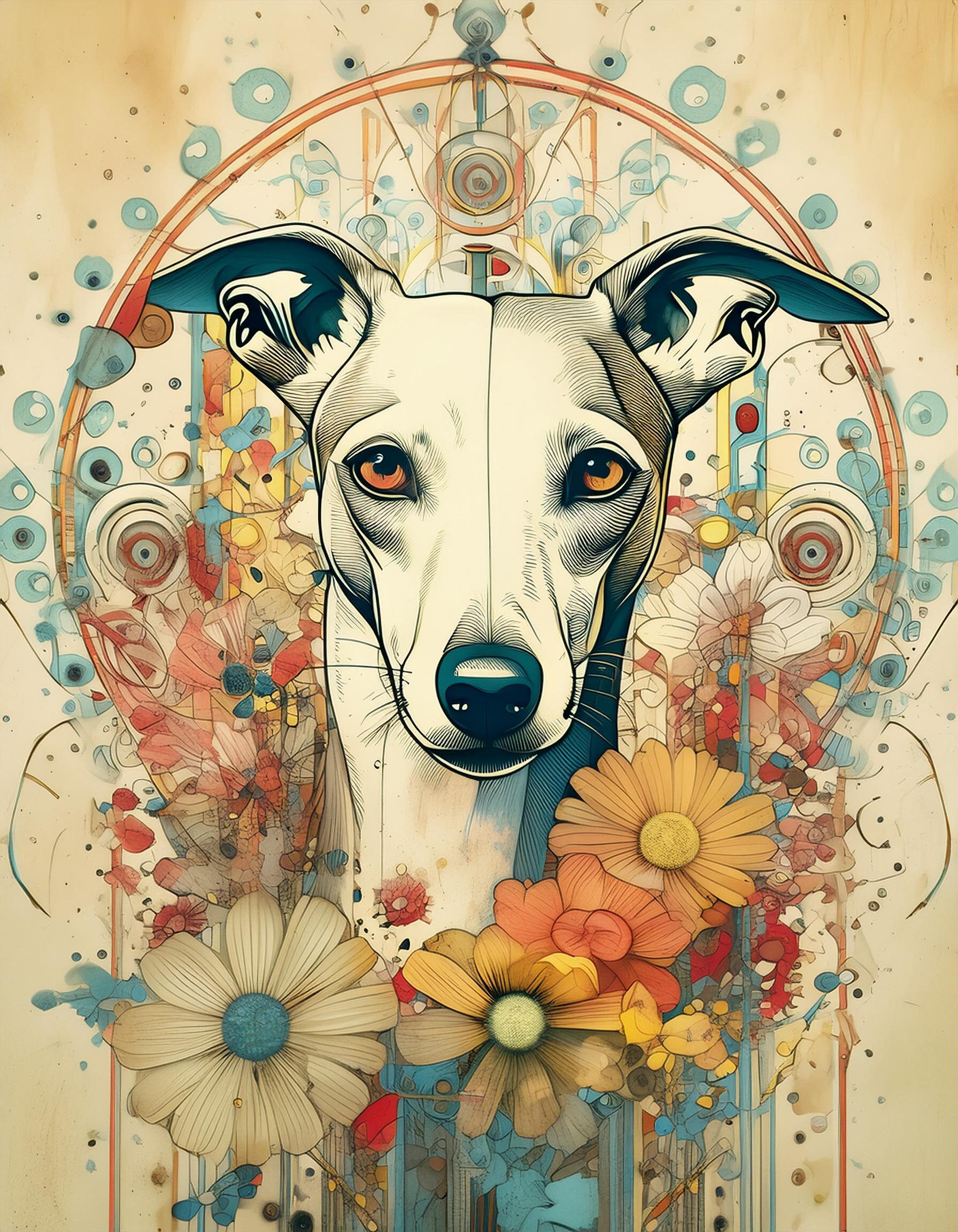 Printable Digital Art Whippet Portrait - Etsy