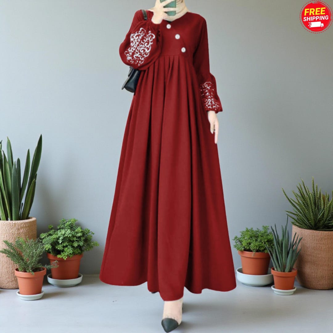 Eid Mubarak Abaya Dress: Elegant Muslim Maxi Kaftan Robe - Etsy
